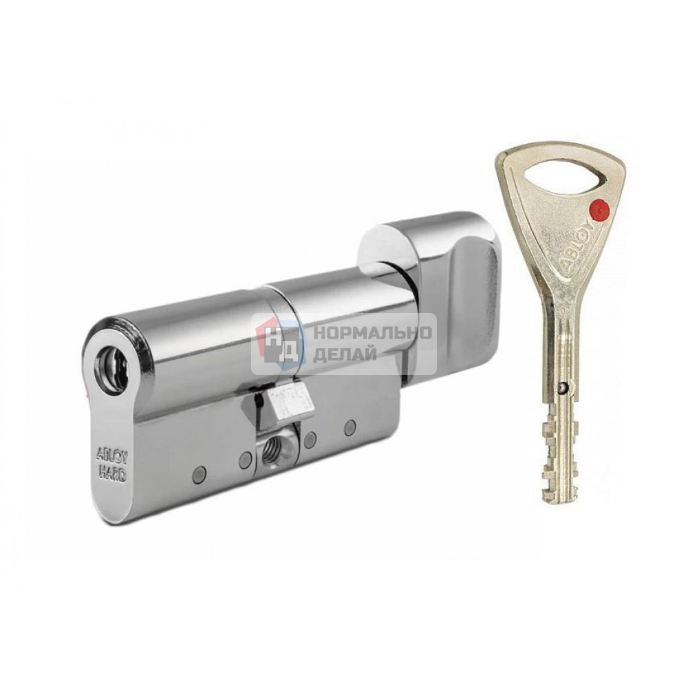 Цилиндр Abloy Protec 2 HARD 128 (77x51T) CY333 ключ-тумблер CR хром ...